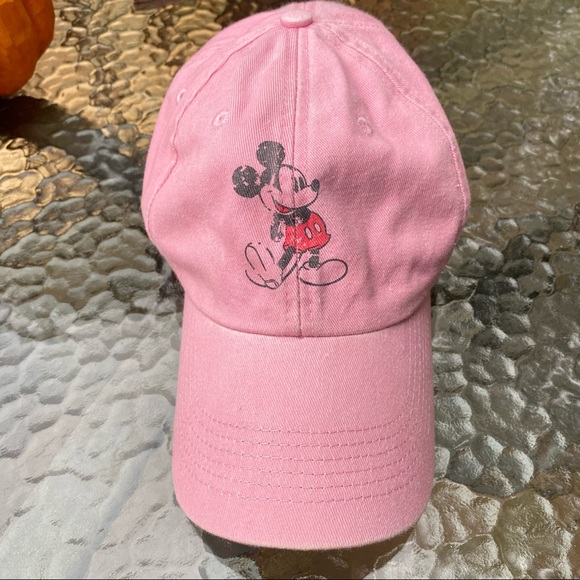 Disney | Accessories | Disney Parks Pink Vintage Mickey Mouse Ball Cap ...